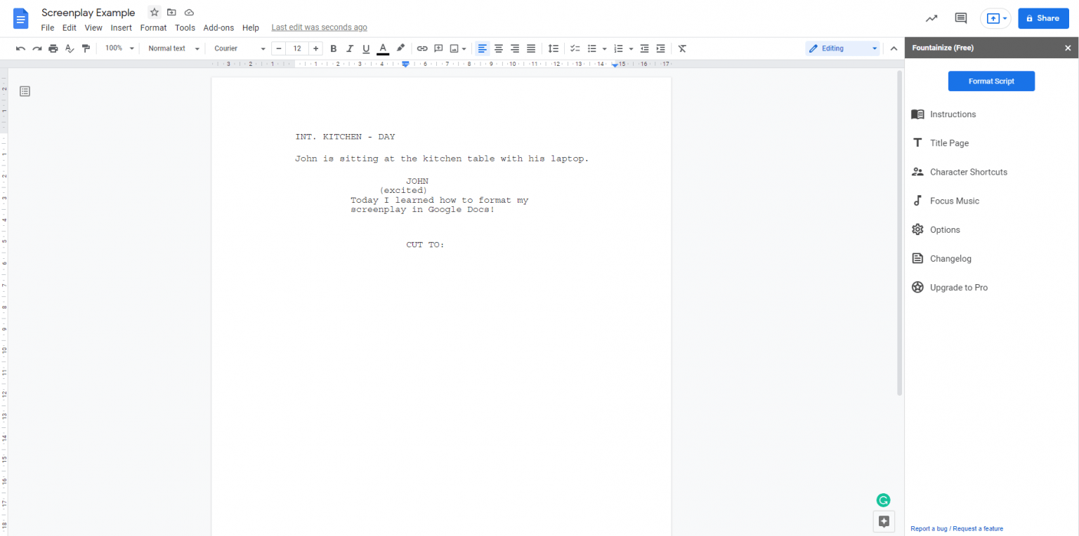 How to Format a Screenplay in Google Docs - MediaEquipt